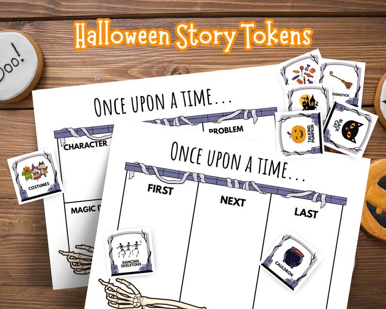 Halloween Storytelling Tokens Printable Activity for Kids, Story ...