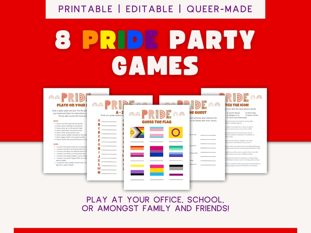Pride Party Games With Floral Rainbows, LGBTQ+ Pride Game Bundle ...