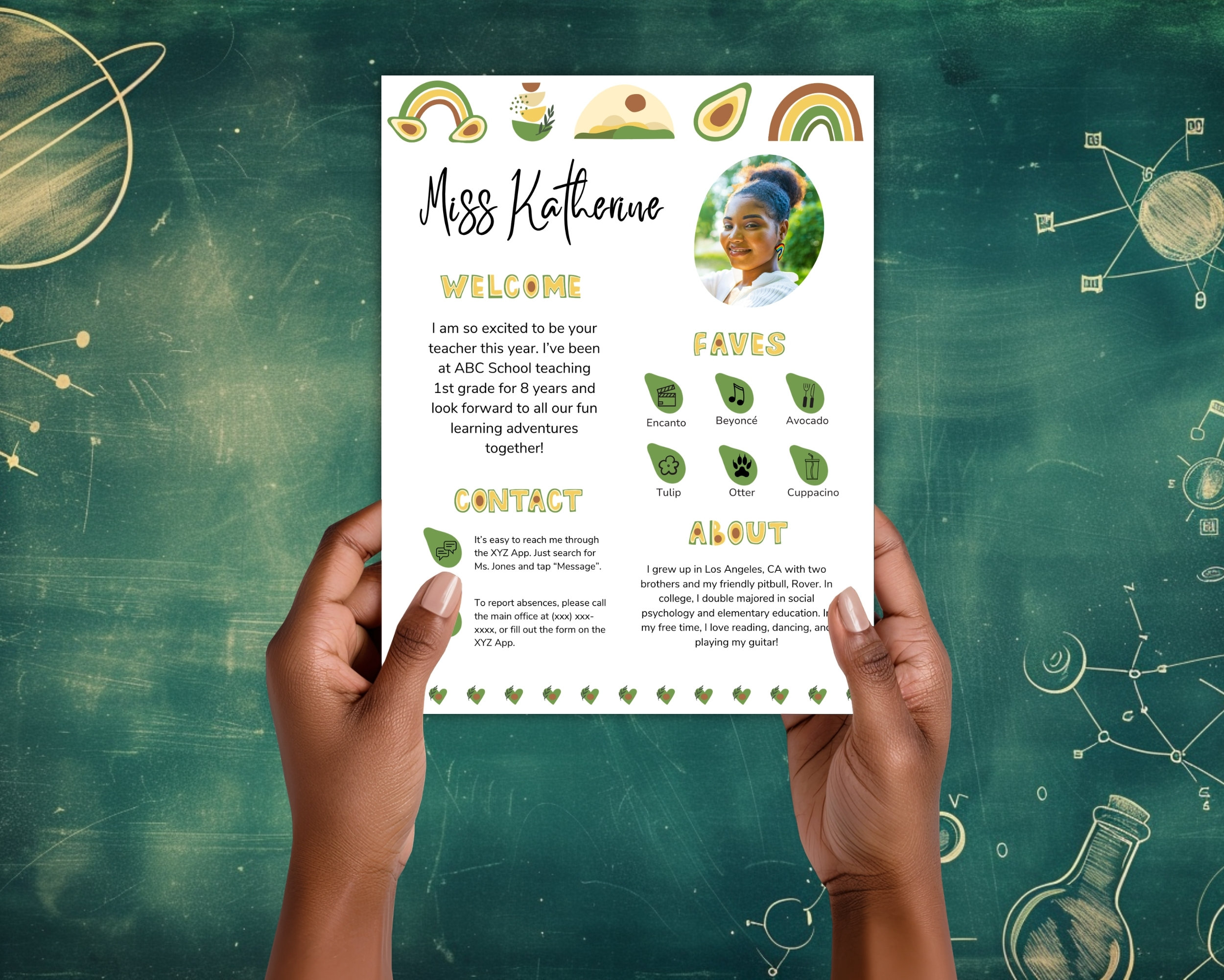 Meet the Teacher Template With Avocado Design, Editable Classroom ...