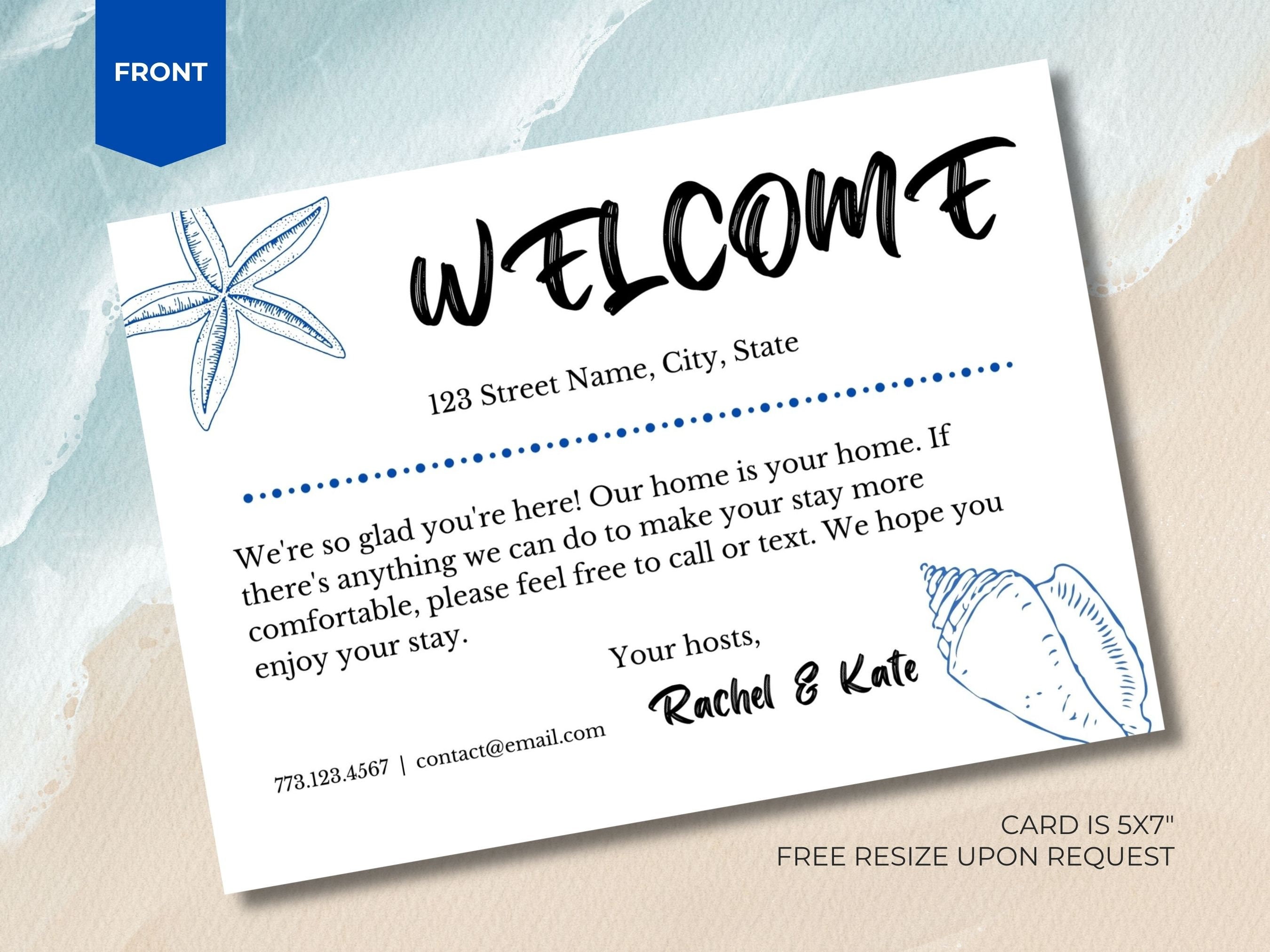 Airbnb Welcome Card Beach Theme, Vacation Rental Guest Card, Things to ...