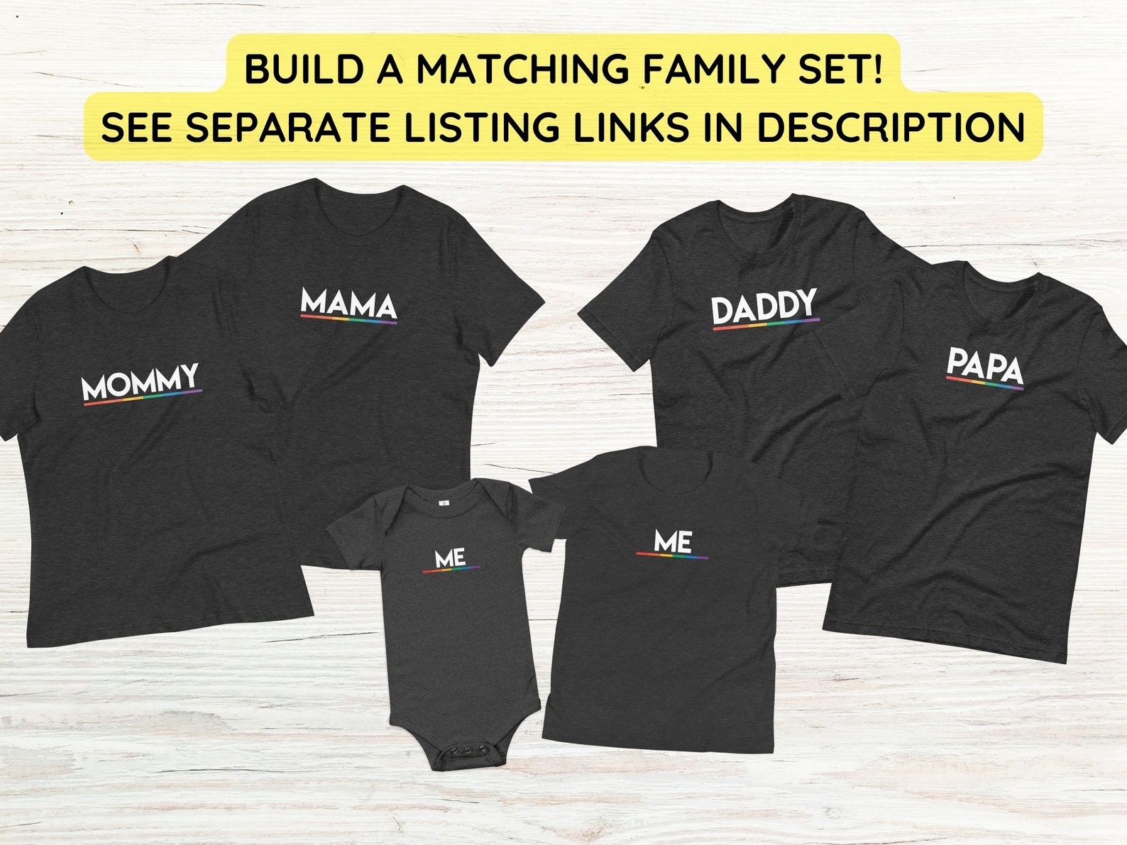 Mommy Mama and Me Matching LGBTQ Family Tees | Rainbow Stripe Lesbian ...