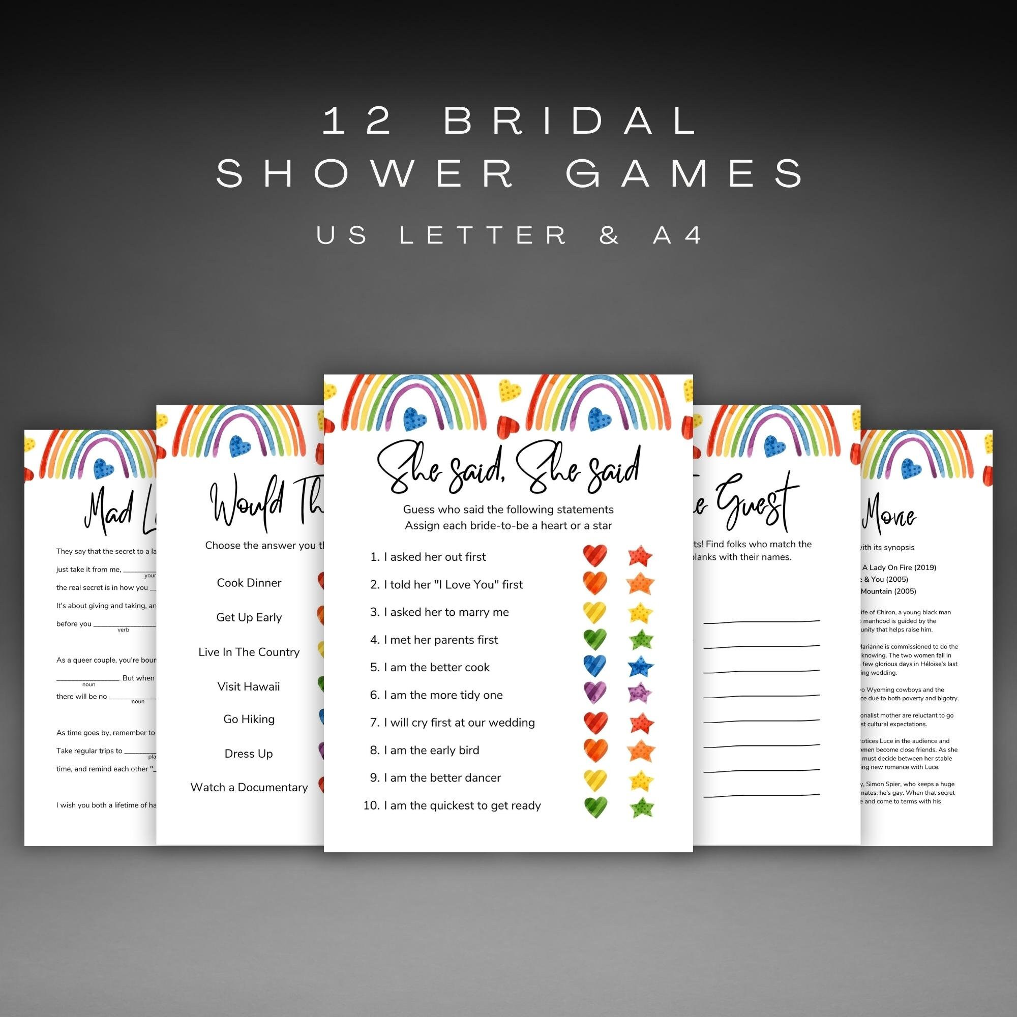 Lesbian Bridal Shower Bundle - Rainbow, LGBTQ, Invitation Card, Welcome ...