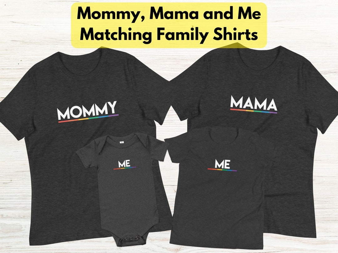 Mommy Mama and Me Matching LGBTQ Family Tees | Rainbow Stripe Lesbian ...