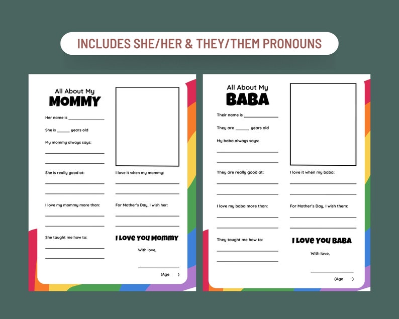 Editable Mother's Day Cards: Lgbtq-inclusive Rainbow Designs With She ...