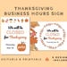 Closed for Thanksgiving Sign With Pumpkins and Fall Leaves, Business ...