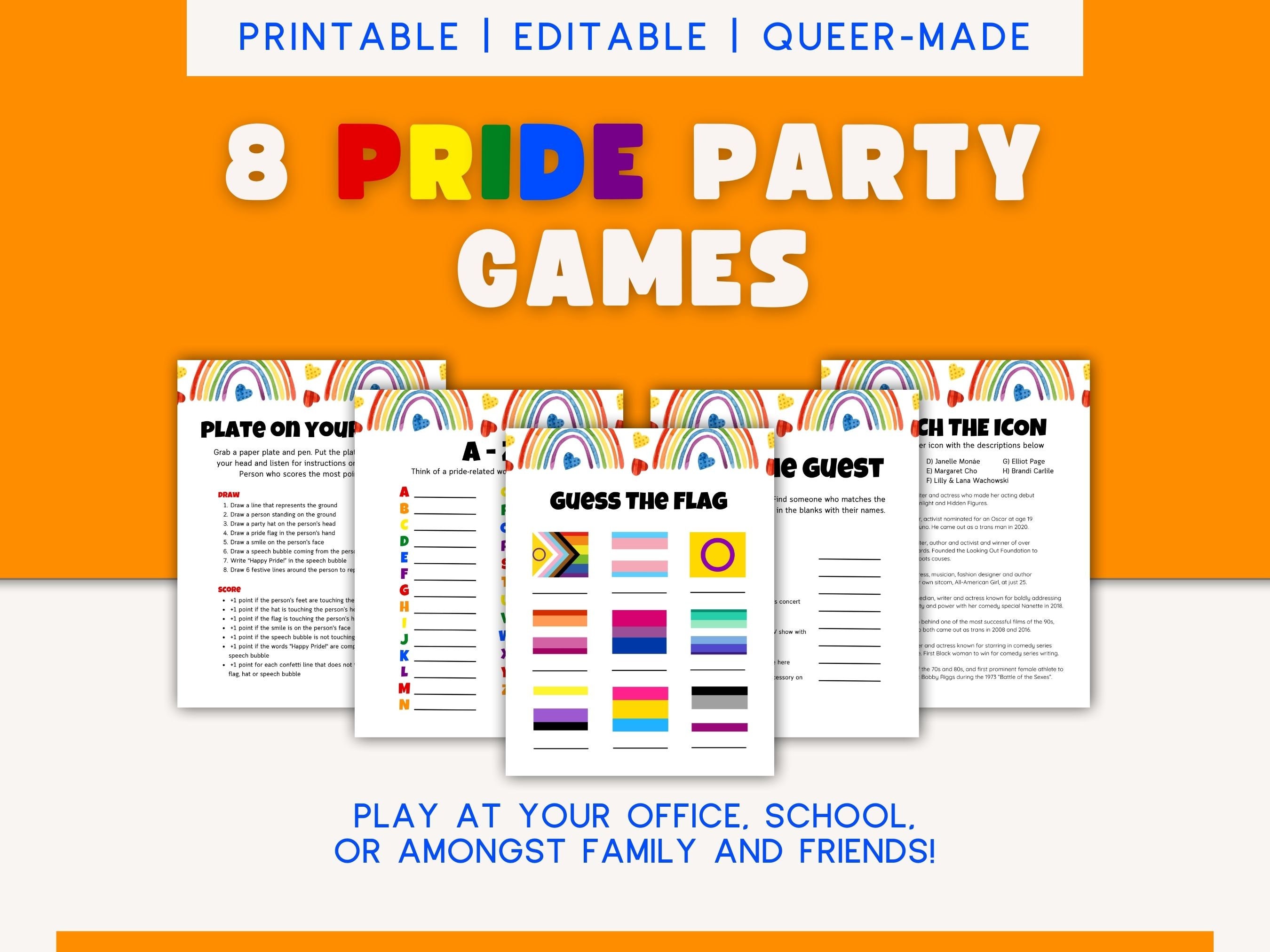 Pride Party Games With Rainbow Design, Office Pride Month Games, School ...