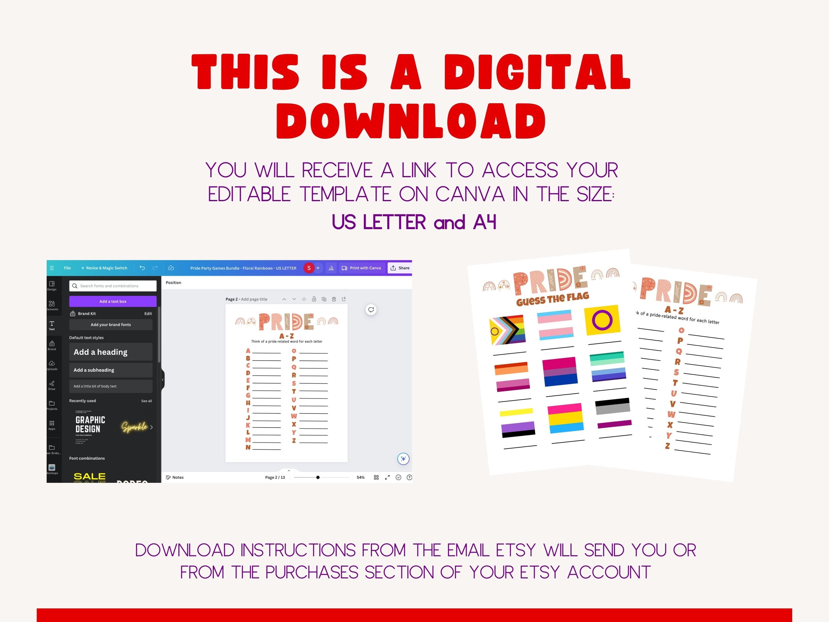 Pride Party Games With Floral Rainbows, LGBTQ+ Pride Game Bundle ...