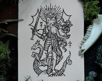 Handmade Alchemical Rebis Linocut Print – Handmade Esoteric Artwork ...
