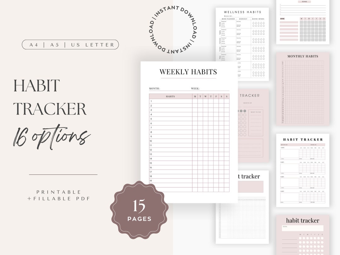 2023 Habit Tracker Printable | Monthly Tracker | Yearly, Monthly ...