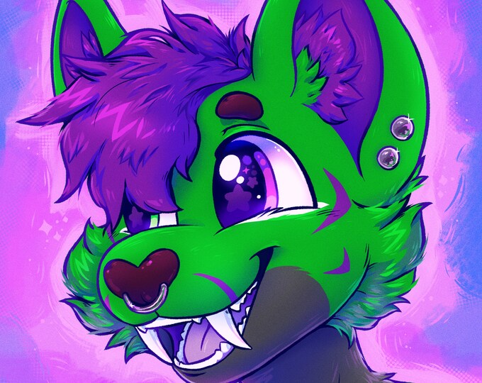Rendered Icon/headshot/bust procreate Colorful Digital Furry/humanoid ...