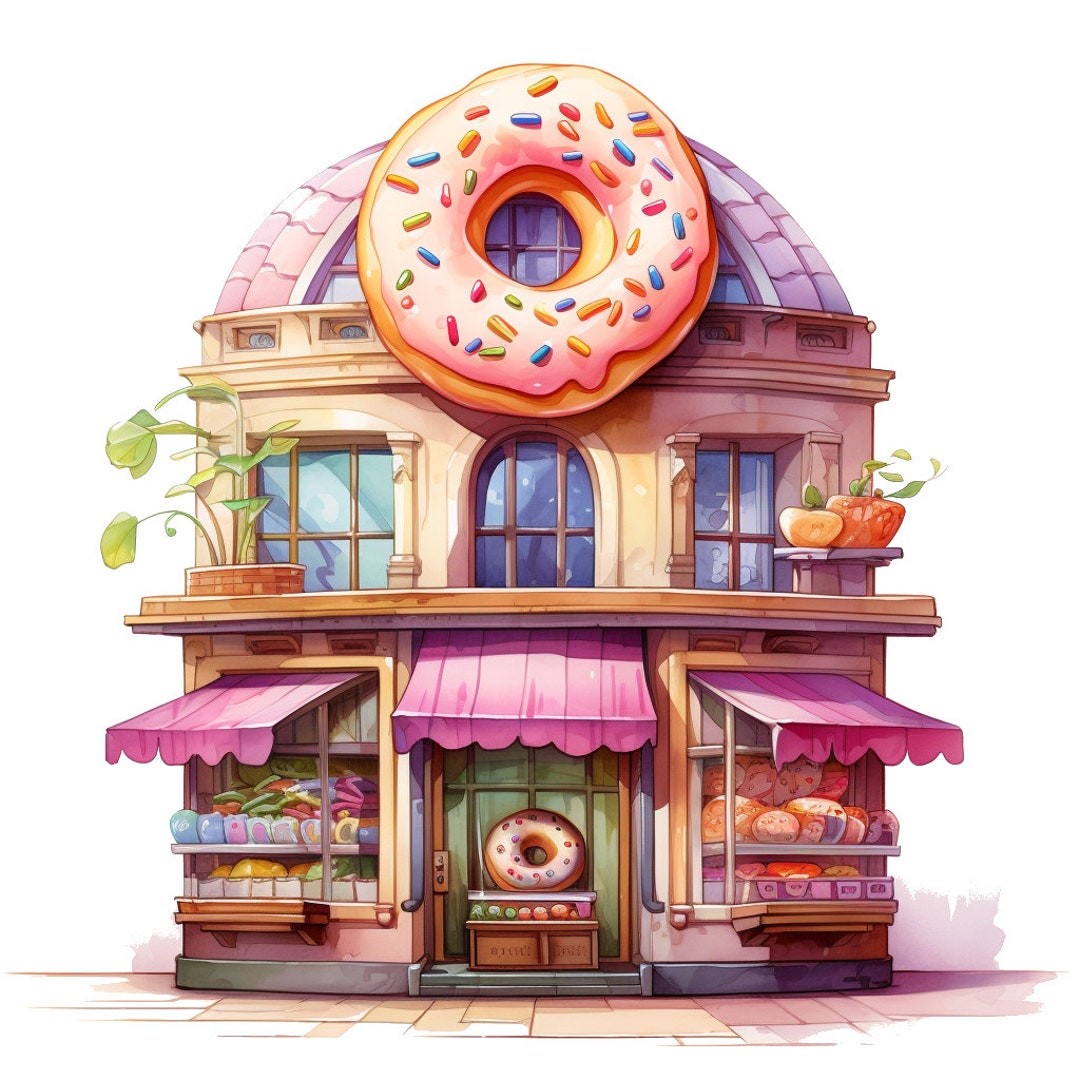 10 Watercolor Donut Bakery Clipart, Bakery Shop Clipart Bundle, Donut ...