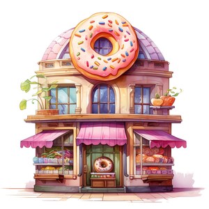 Watercolor Donut Bakery Clipart, Bakery Shop 10 Clipart Bundle, Donut ...