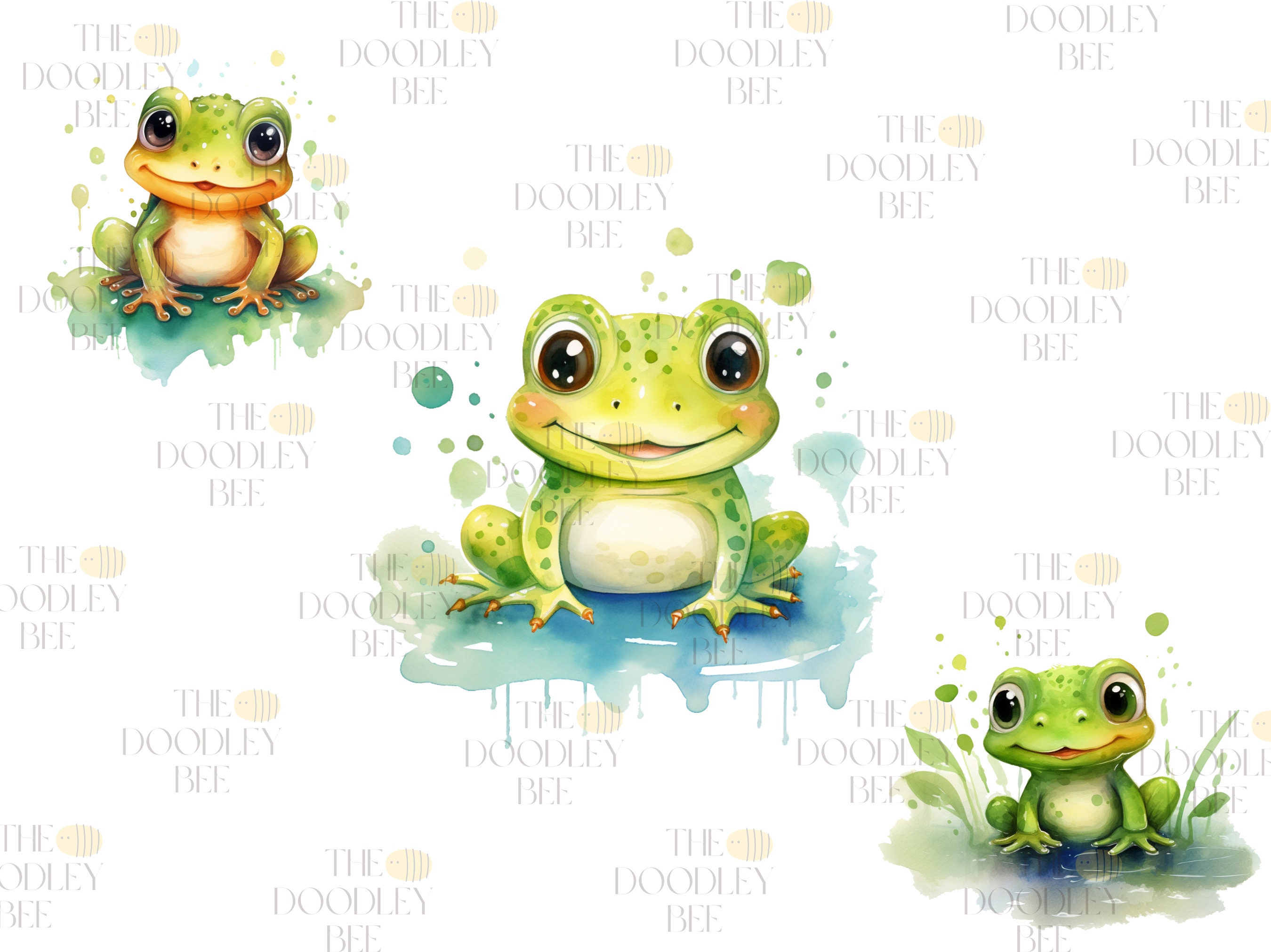 Watercolor Cute Baby Frog Clipart 12 Clipart Bundle - Etsy