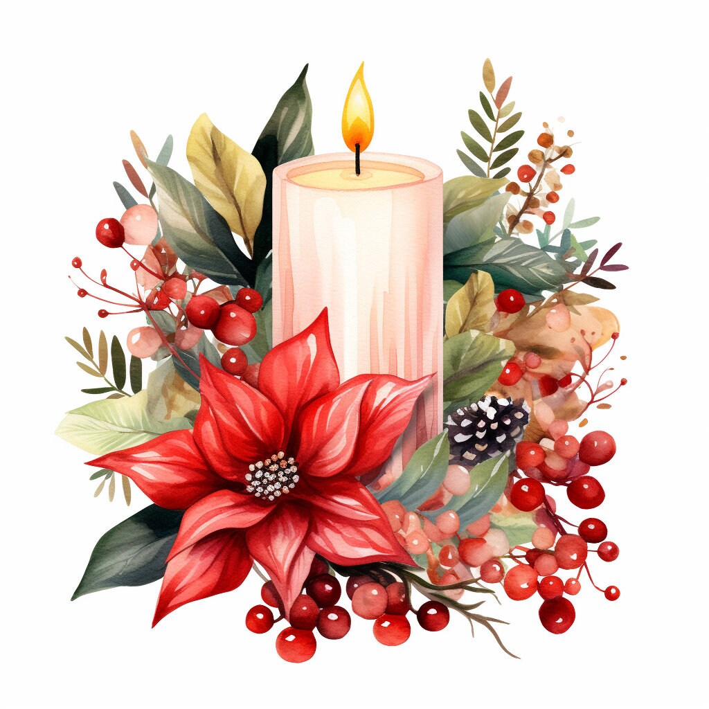 Christmas Candle Clipart 16 High Quality Pngs, Merry Christmas, Digital ...