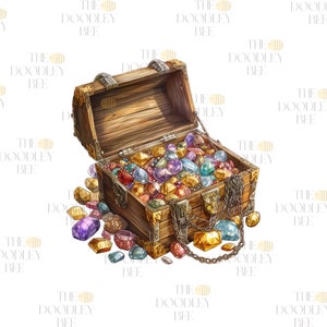 Watercolor Treasure Chest Clipart 10 High Quality Jpgs Nursery Art ...