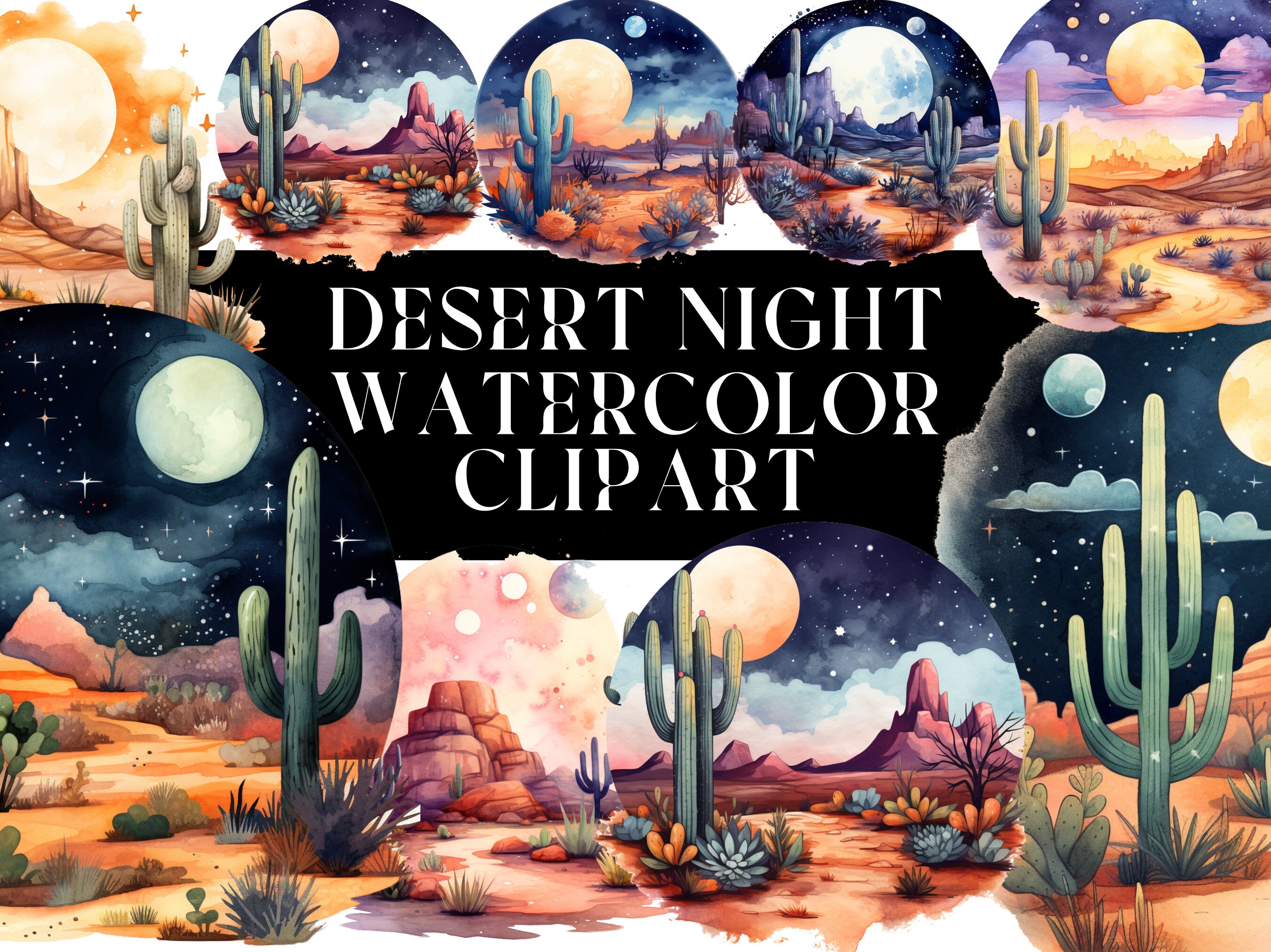 Watercolor Desert Clipart, 22 Arid Desert Clip Art Bundle ,commercial ...