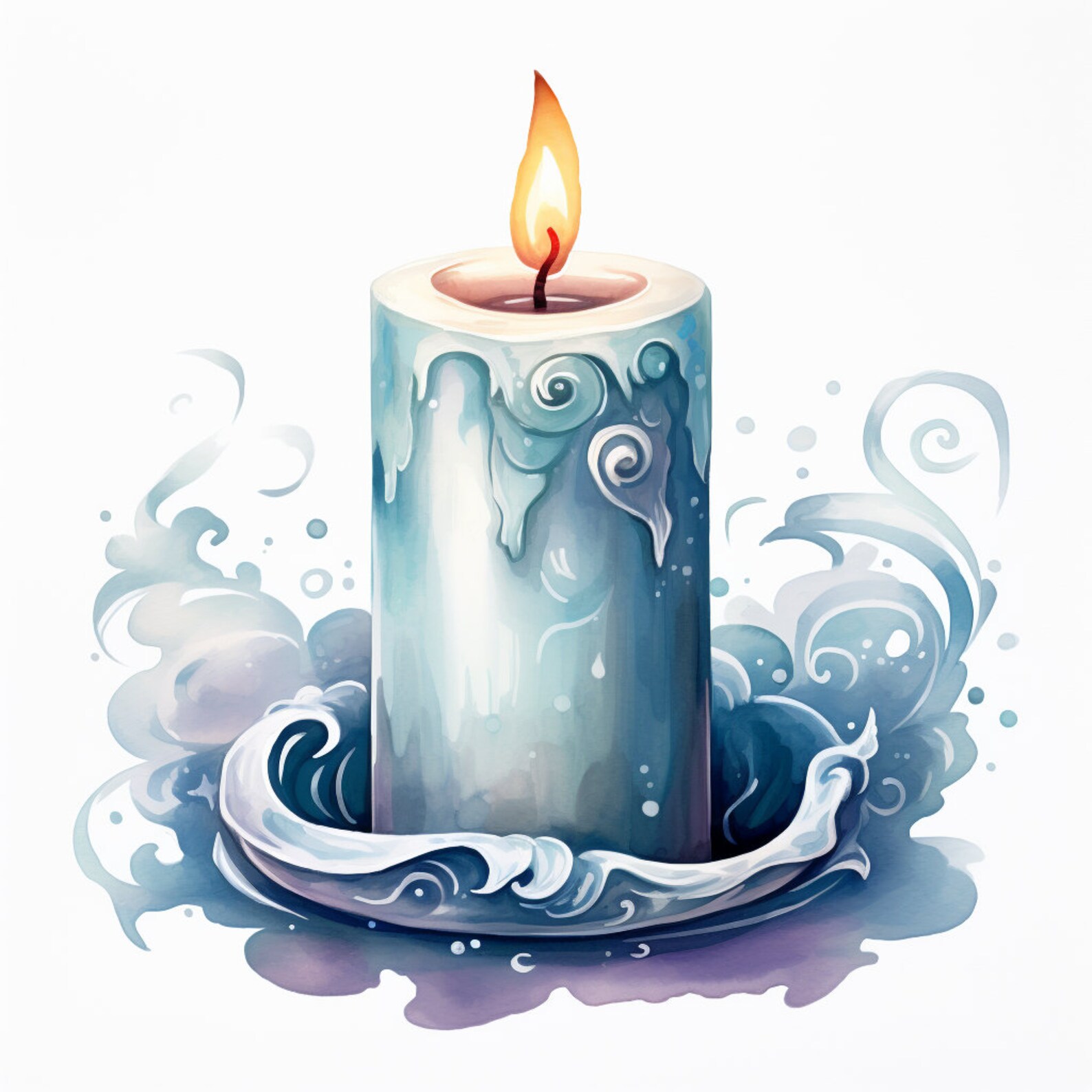 White Candles Clipart, 12 High Quality PNG, Watercolor, Instant Digital ...