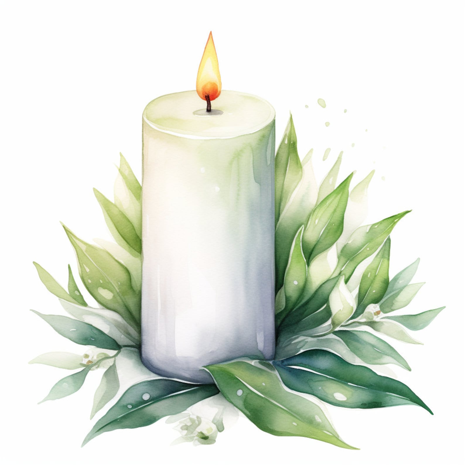 White Candles Clipart, 12 High Quality PNG, Watercolor, Instant Digital ...