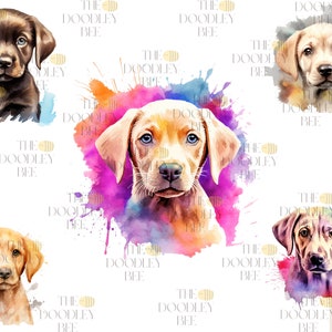 40 Cute Puppy Watercolor Clipart PNG Bundle , Commercial Use, Digital ...