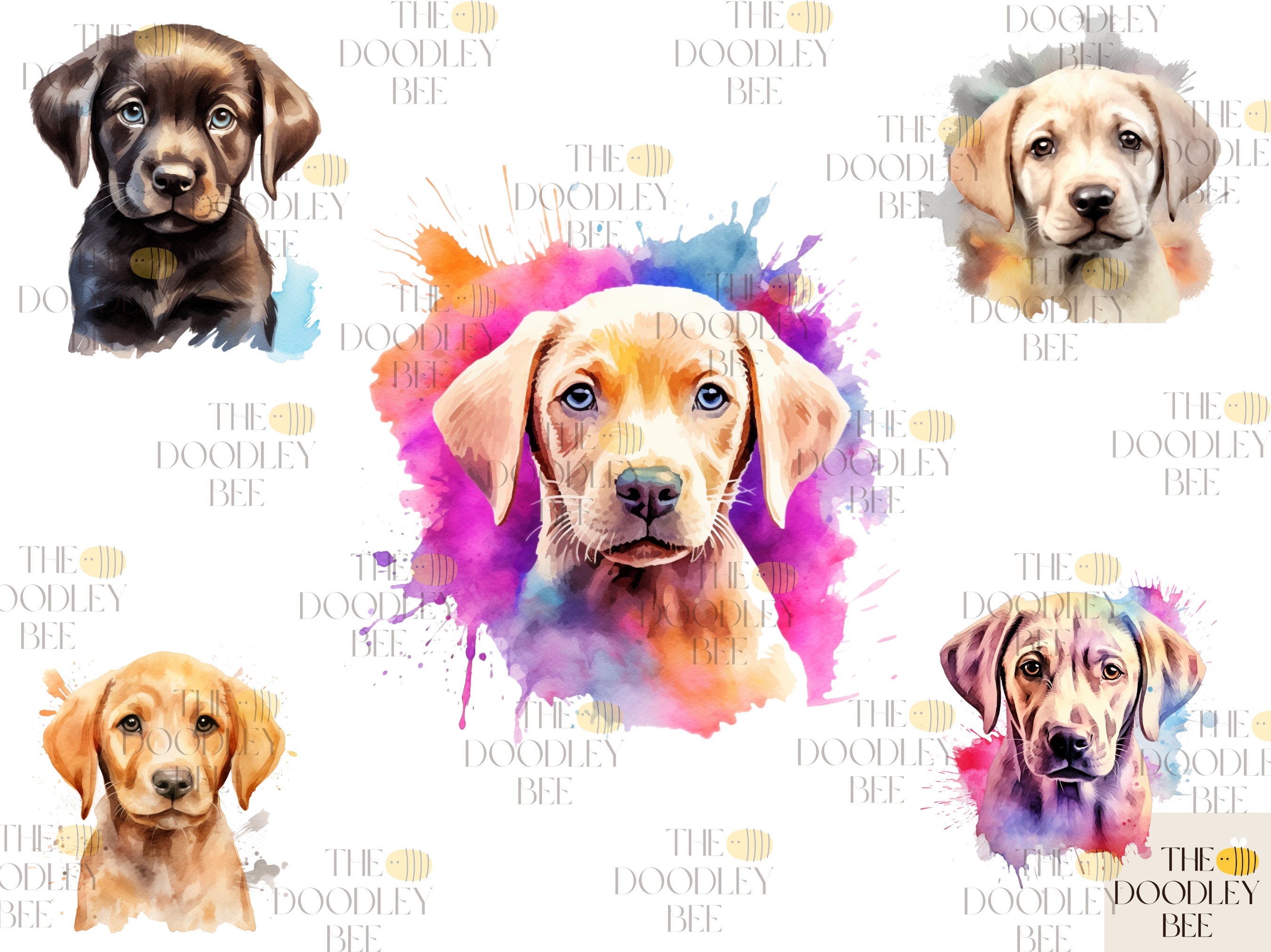 40 Cute Puppy Watercolor Clipart PNG Bundle , Commercial Use, Digital ...