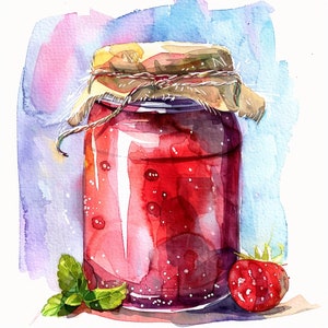 Watercolor Jam Jar Clipart, 12 High Quality Pngs, Art, Instant Digital ...