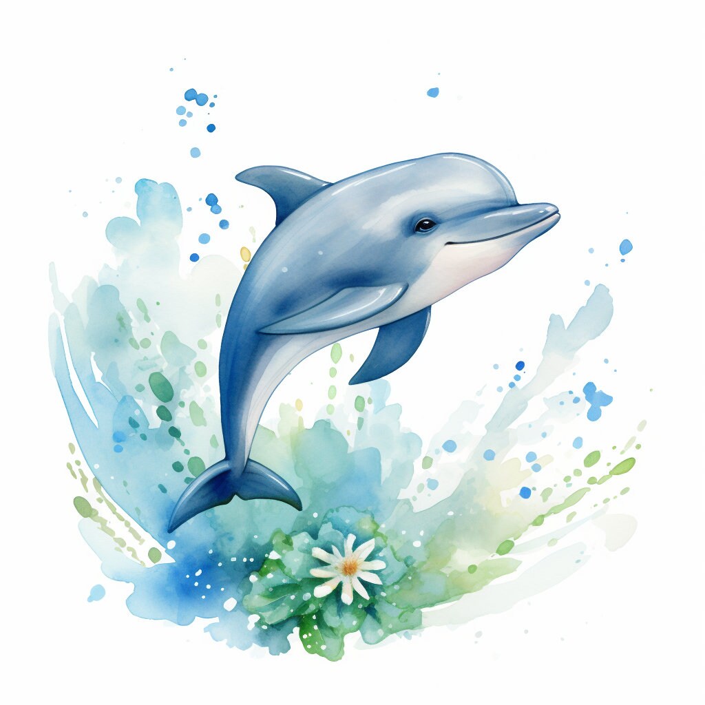 12 Watercolor Dolphins Clipart Bundle, Digital Download, Digital Paper ...