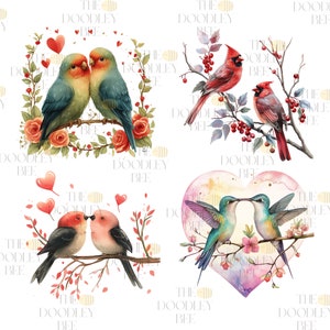 Watercolor Lovebirds PNG Bundle, Digital Crafts Designs Transparent ...