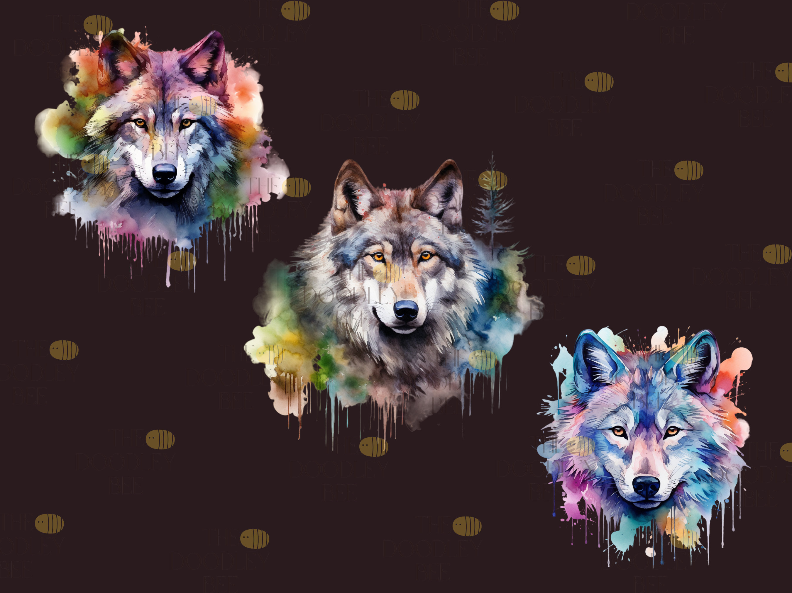 Watercolor Wolf Clipart Bundle, Watercolor Clipart, Digital Download ...