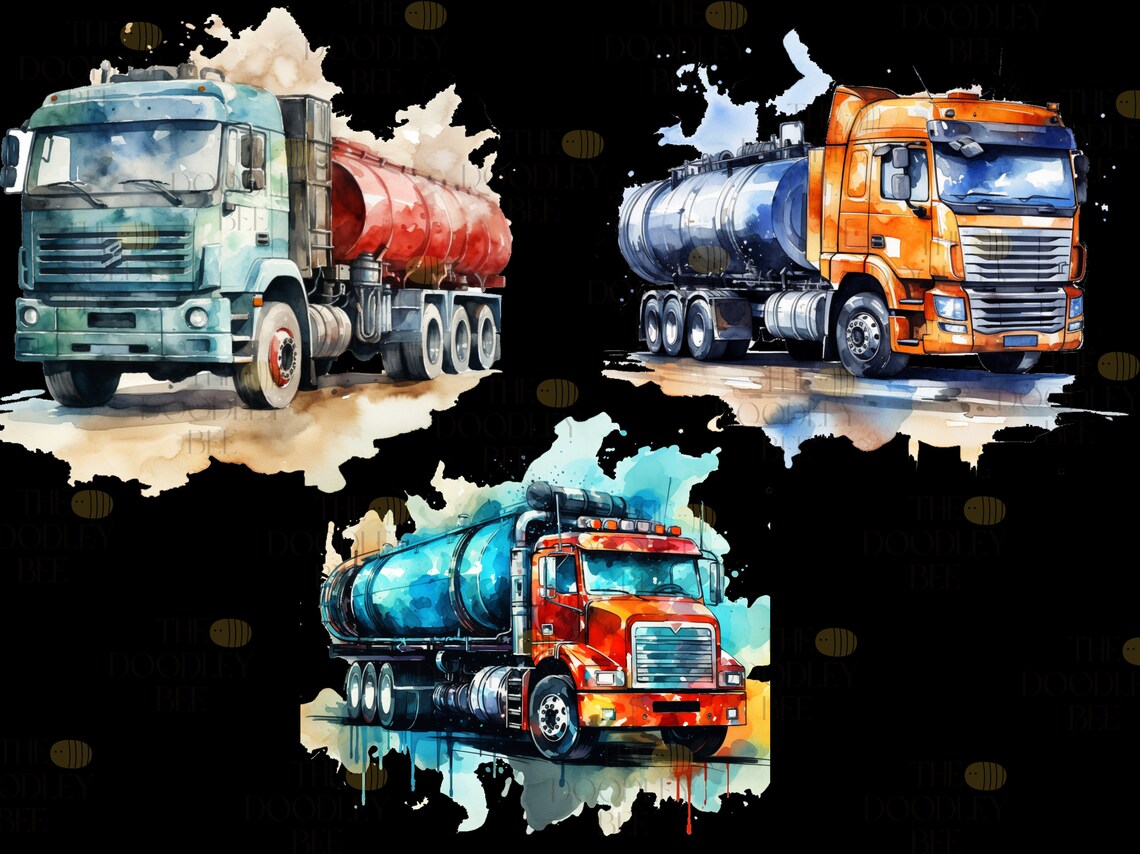 12 Watercolor Tank Truck Clipart PNG Bundle Commercial Use - Etsy