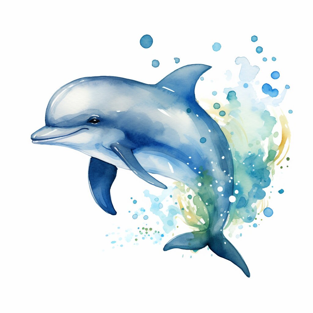 12 Watercolor Dolphins Clipart Bundle, Digital Download, Digital Paper ...