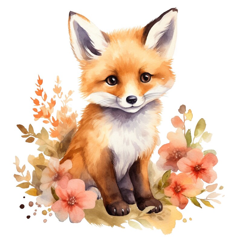 20 Baby Fox Watercolor PNG Clipart Bundle for Commercial Use - Etsy
