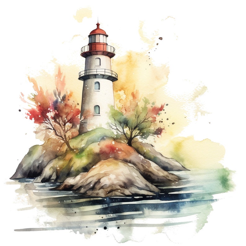 Watercolor Lighthouse Clipart, Clipart Bundle, Commercial Use, Digital ...