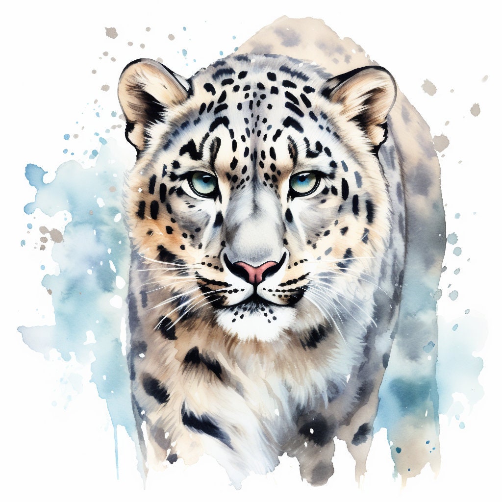 Snow Leopard Clipart, 12 High Quality PNG, Nursery Art, Instant Digital ...