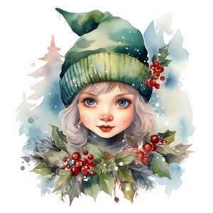 Watercolor Elf Clipart 12 PNG, Merry Christmas, Digital Download, Card ...