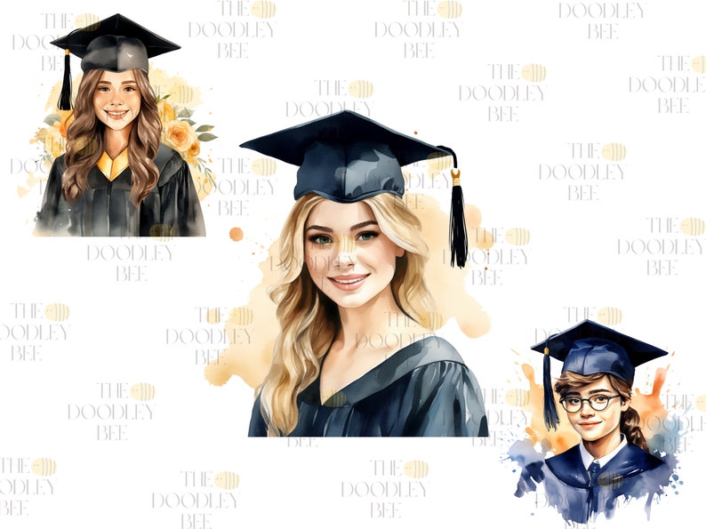 Graduation Watercolor Clipart 12 Watercolor Graduate Clipart - Etsy