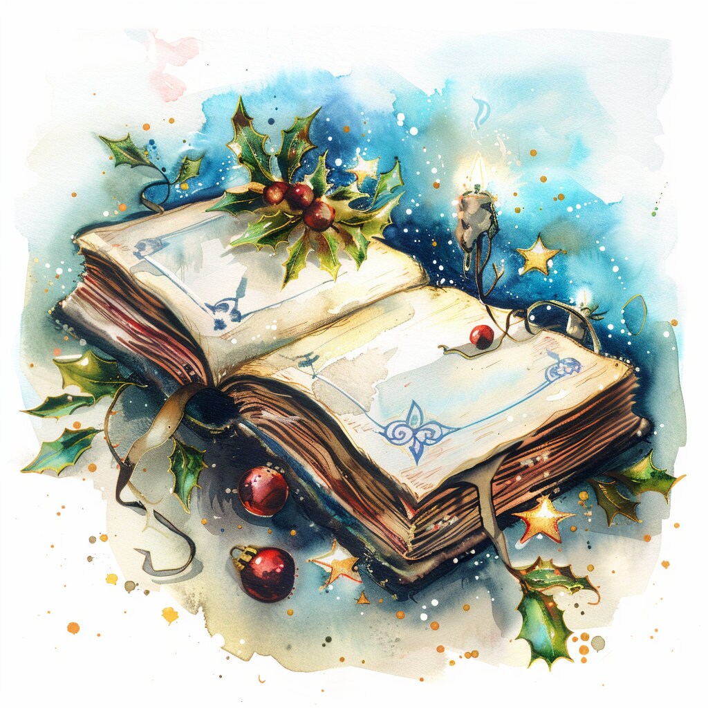 12 Christmas Book Clipart PNG Bundle, Magical Ornaments PNG, Christmas ...