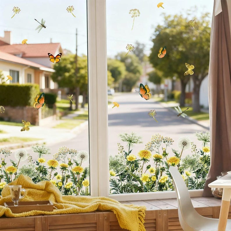 Wildflower & Butterfly Window Clings – Static-cling Dandelion and ...