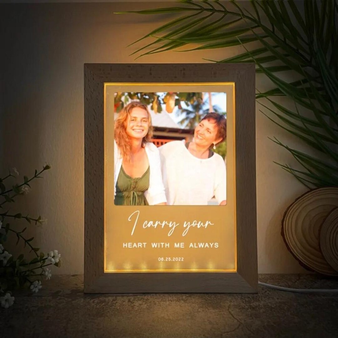 Personalized Wooden Photo Frame Night Light Custom Picture LED Lamp ...