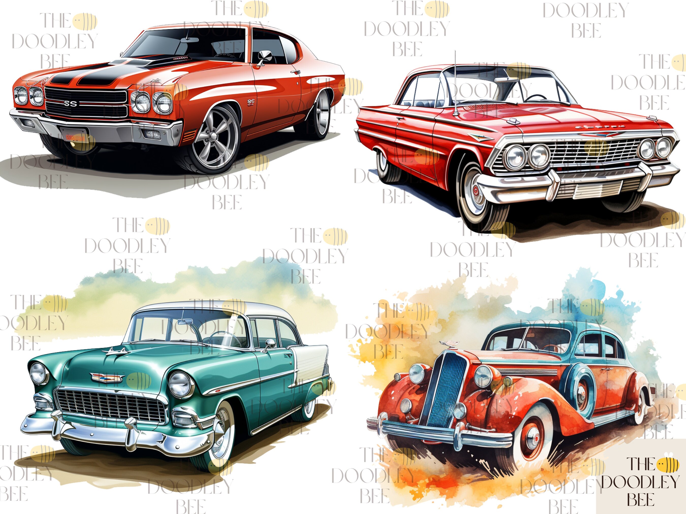 20 Vintage Cars Clipart Classic Car Clipart Scrapbooking - Etsy
