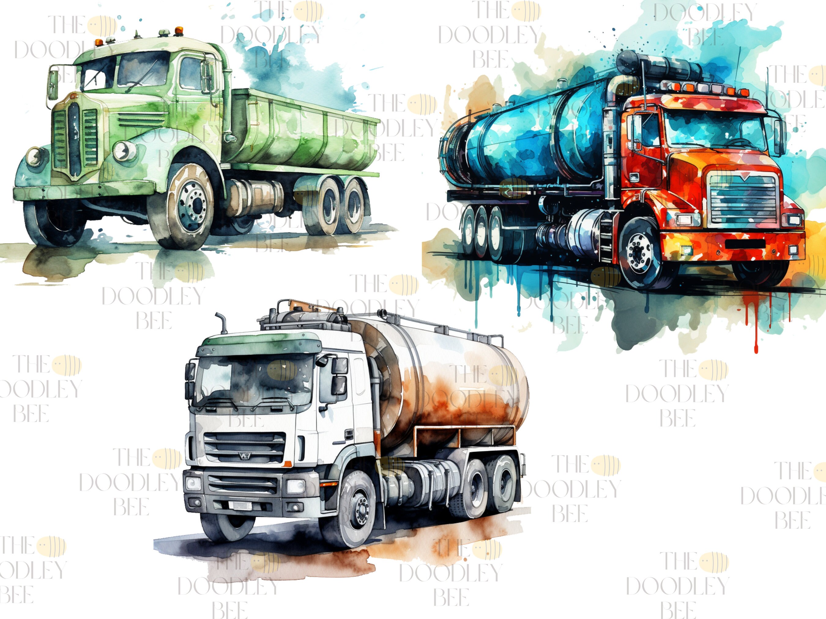12 Watercolor Tank Truck Clipart PNG Bundle Commercial Use - Etsy