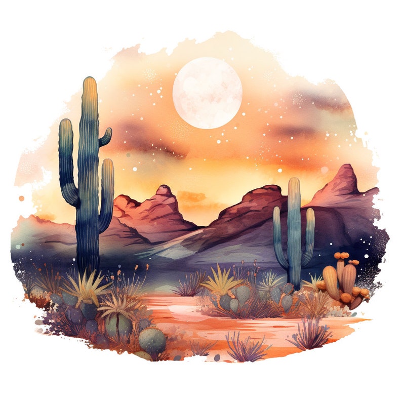 Watercolor Desert Clipart, 22 Arid Desert Clip Art Bundle ,commercial ...