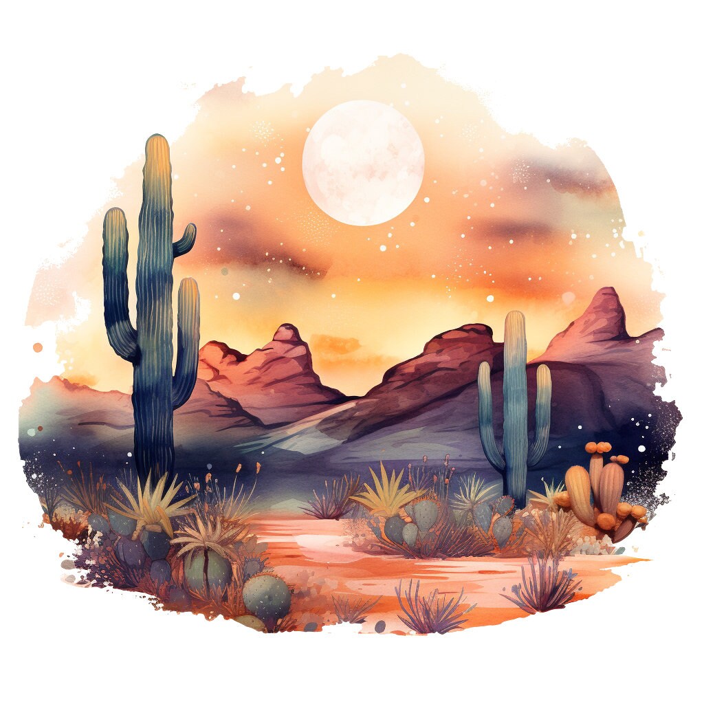 Watercolor Desert Clipart, 22 Arid Desert Clip Art Bundle ,commercial ...