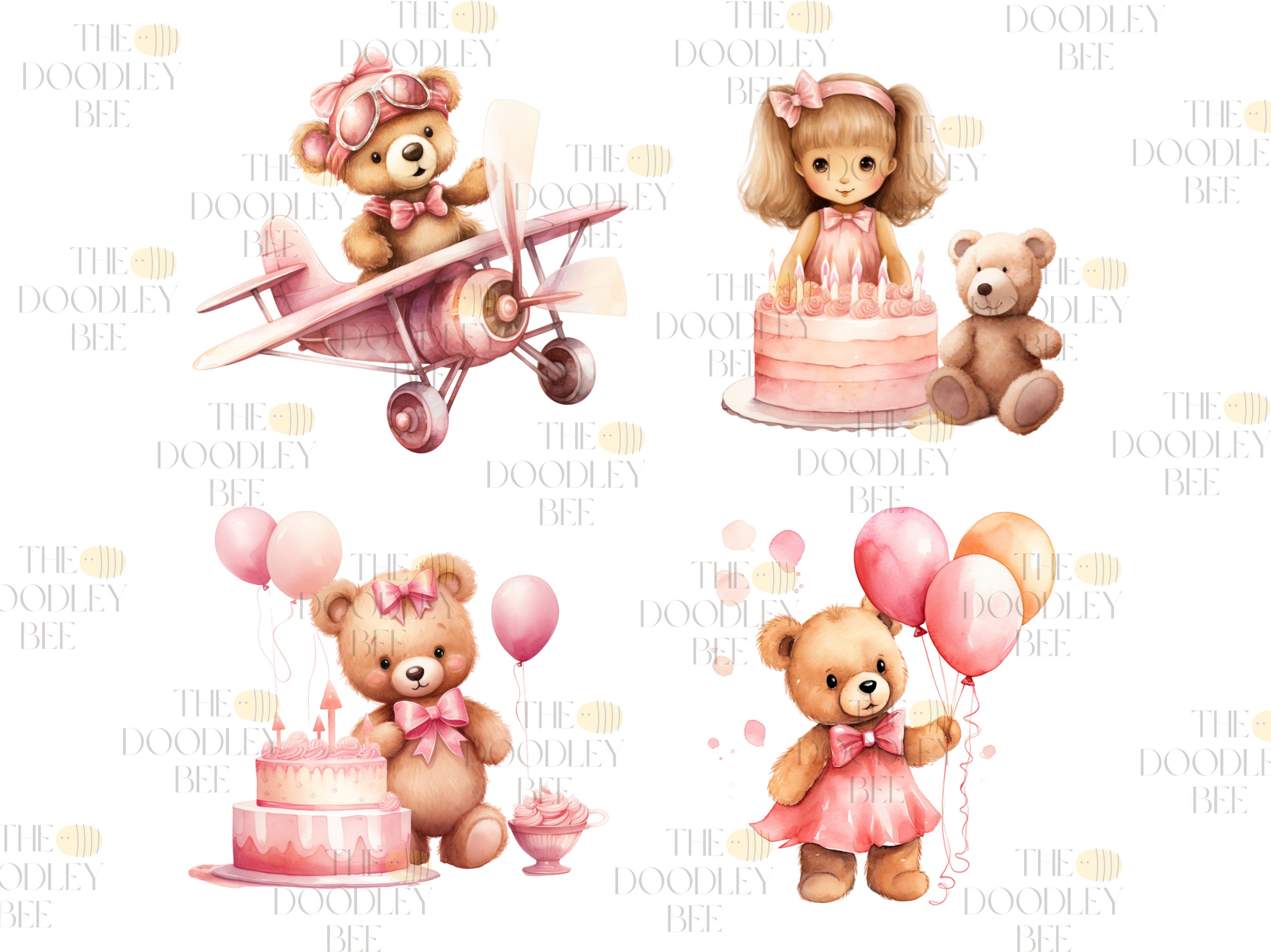 Watercolor Teddy Bear Clip Art Clipart Pack Baby Shower for a - Etsy