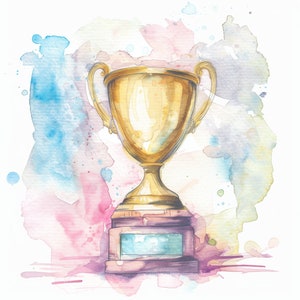 12 Watercolor Gold Trophy Clipart, High Quality Pngs | Digital Download ...
