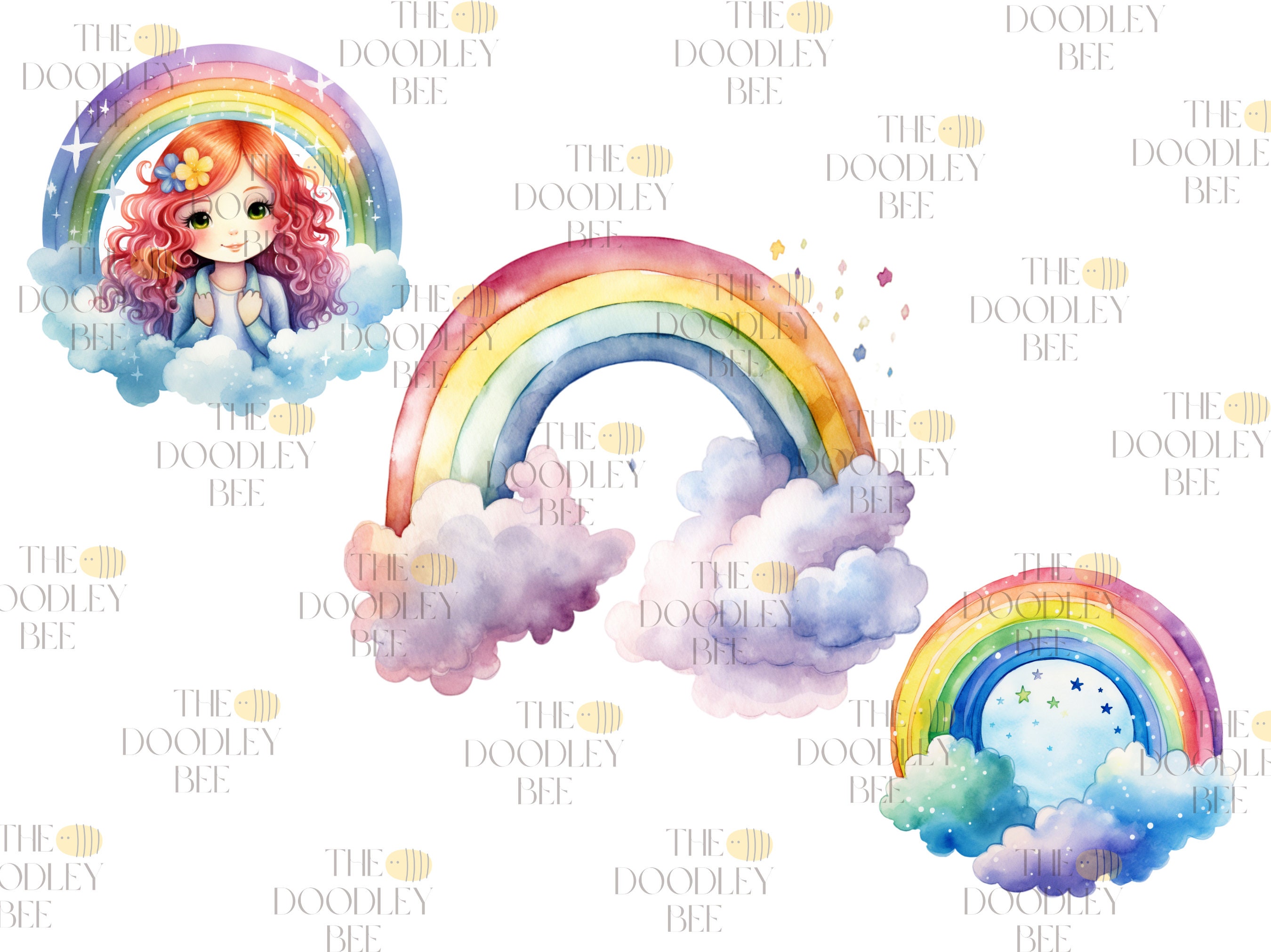 Watercolor Rainbow Clipart Bundle, 12 Digital Download, Instant ...
