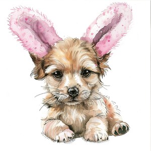 Easter Puppy Png Graphics, Easter Printable, Watercolor Dog Clipart ...