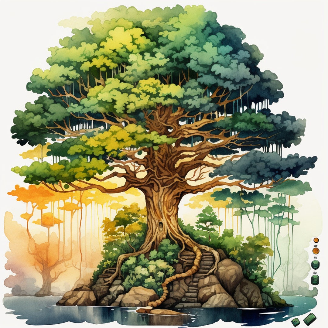 12 Watercolor Forest Trees Clipart Bundle, Digital Download, Digital ...