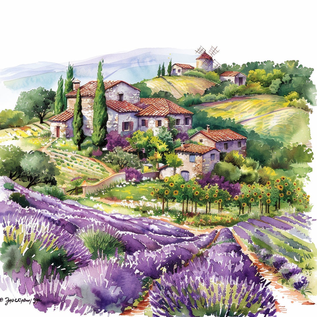 Provence Landscape Clipart, 12 High Quality PNG, Digital Planner, Junk ...