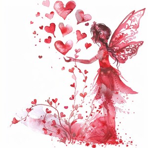12 Valentines Fairy Clipart Bundle, Fantasy Clipart Bundle, Transparent ...