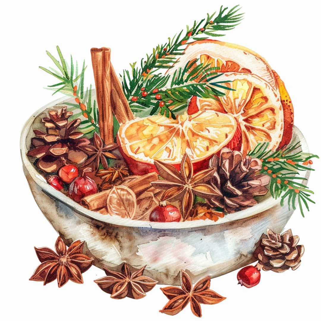 Watercolor Christmas Pot Pourri Clipart Bundle, Christmas Png Bundle ...